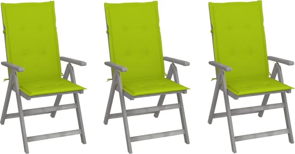 vidaXL Zahradní polohovací židle s poduškami 3 ks masivní akácie [3064738] Barva: antracitová