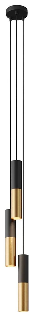 creative cables Závěsná lampa se 3 světly, textilním kabelem a dvojitým kovovým stínidlem Tub-E14 Barva: Černá-matný bronz, Montáž: Udělej Si Sám Sada