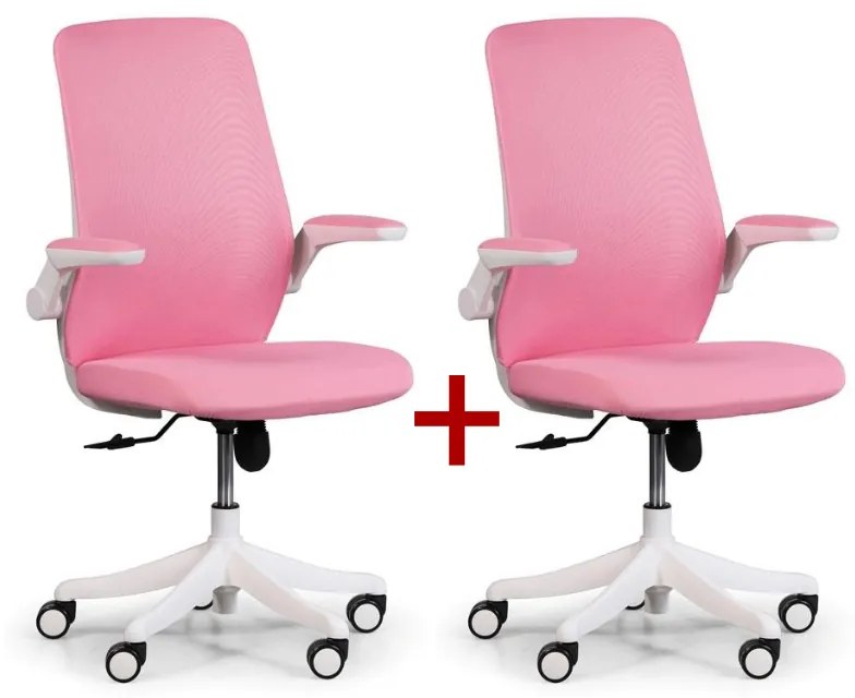 Kancelářská židle se síťovaným opěrákem BUTTERFLY 1+1 ZDARMA, růžová