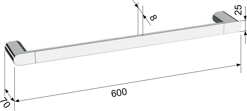 Sapho, FLORI držák ručníků 600x70mm, chrom, RF009