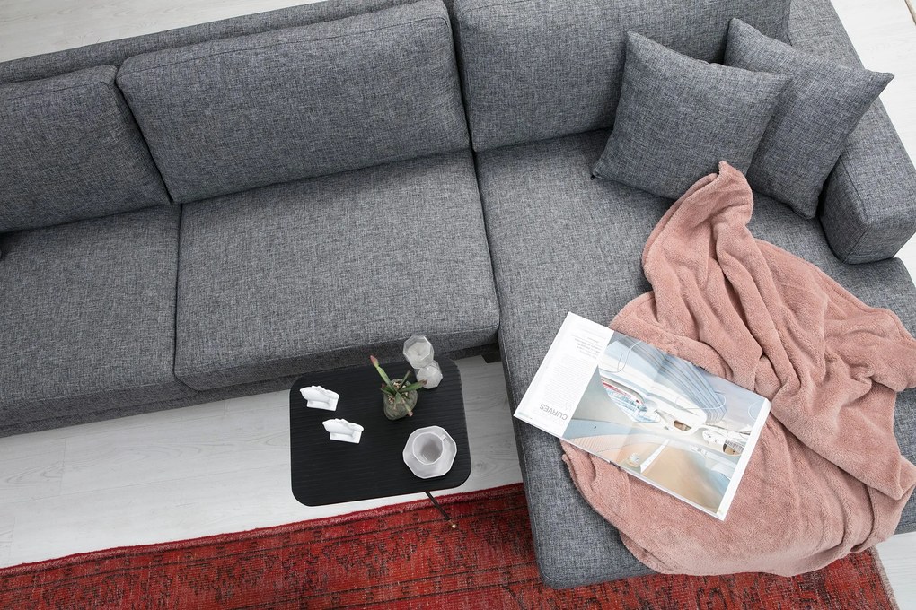 Hanah Home Rohová pohovka NORDIC tmavě šedá pravá 560ARE1104