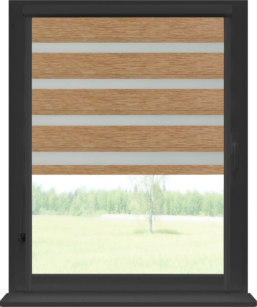 Dekodum Roleta den a noc v antracitové kazetě zatemňovací, barva látky Jantarová Šířka (cm): 85, Výška (cm): Standardní (do 150 cm), Strana mechanismu: Levá