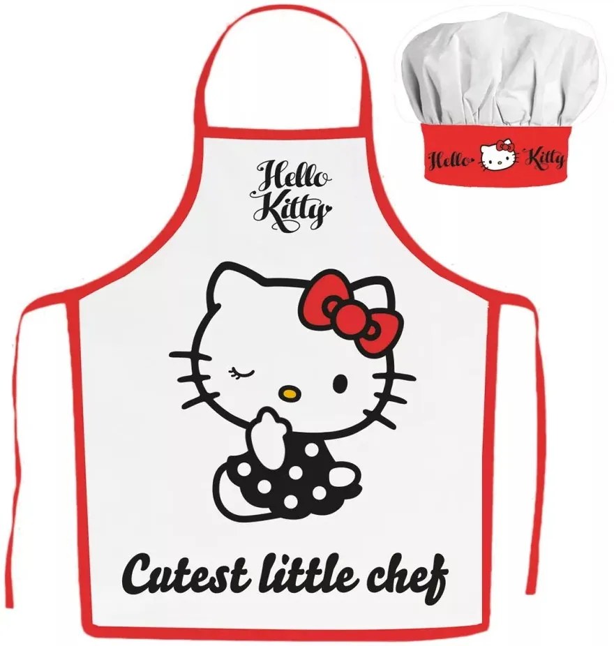 Dívčí zástěra s kuchařskou čepicí Hello Kitty - 2-dílný set