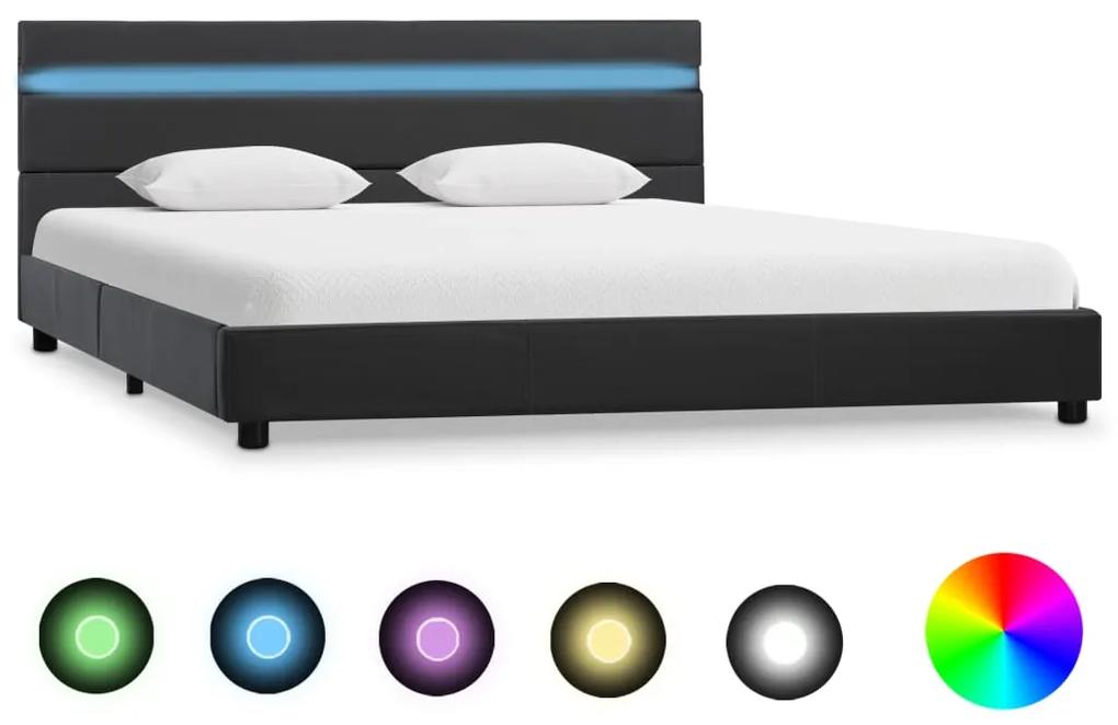 284800 vidaXL Rám postele s LED šedý umělá kůže 120 x 200 cm