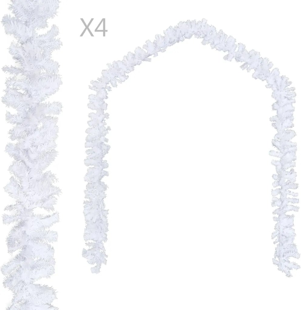 Vánoční girlandy - 4 ks - PVC - 270 cm | bílé