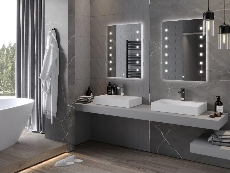 Mexen Ner podsvícené koupelnové zrcadlo 60 x 80 cm, LED 6000K, proti zamlžování - 9809-060-080-611-00