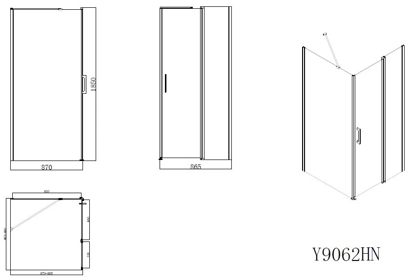 Savana Veduta Black Zoya čtvercový sprchový kout s vaničkou Rozměr koutu: 80x80cm