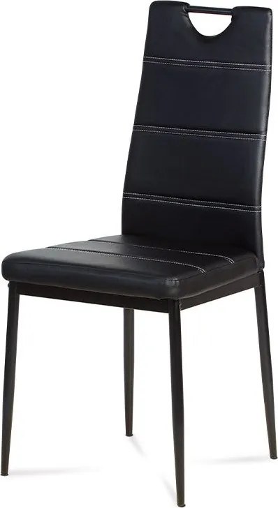 Autronic Jídelní židle koženka černá / černý lak AC-1220 BK