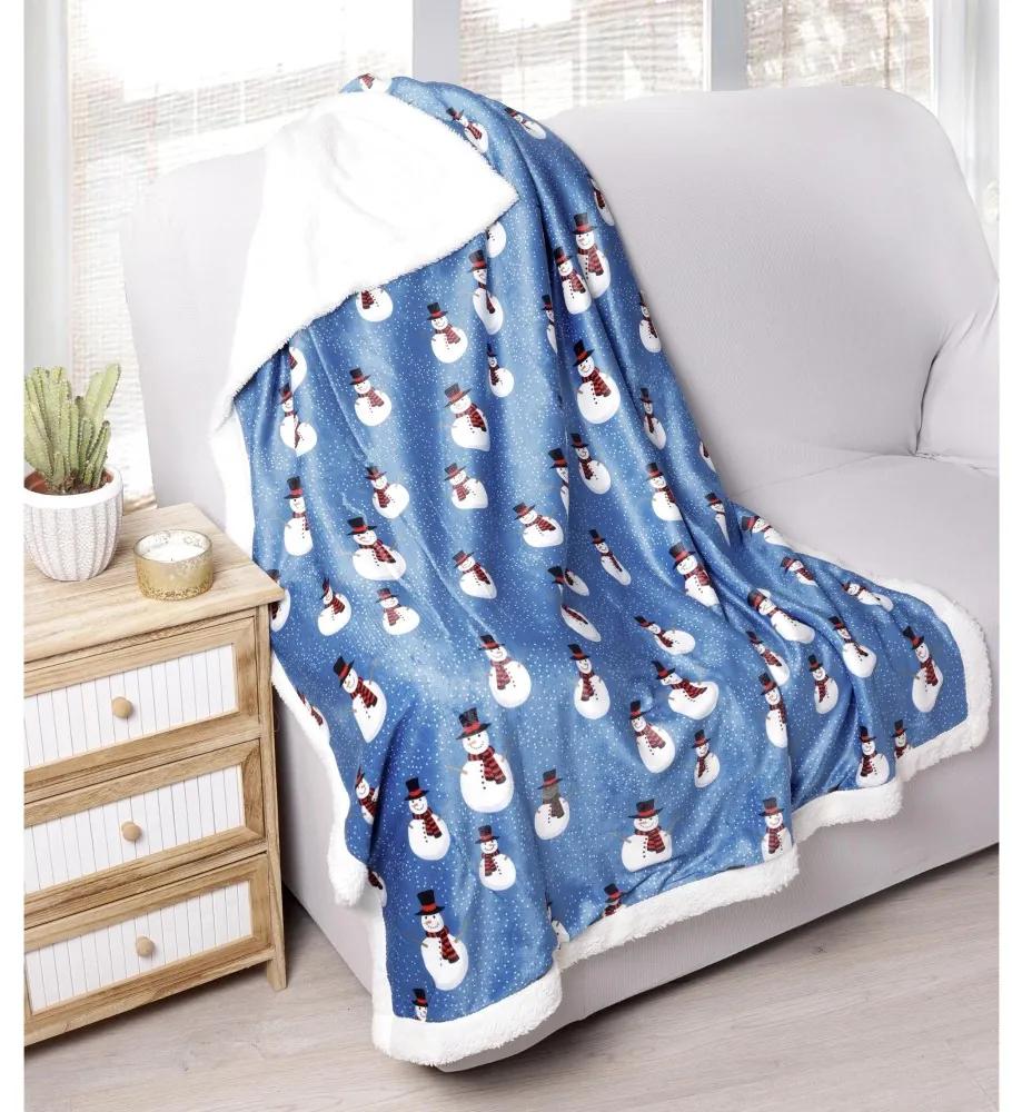 B.E.S. - Petrovice, s.r.o. Dětská deka s beránkem Snowman, dárkové balení - modrá 125x155 cm