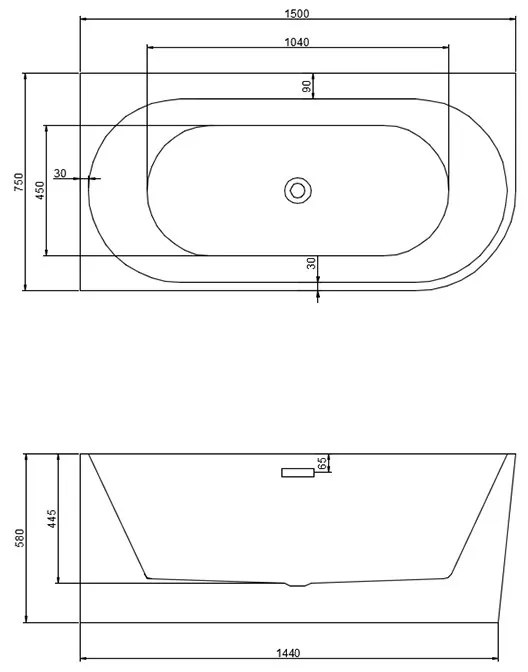 BPS-koupelny Volně stojící rohová akrylátová vana HYD-MER509B pravá 150x75 bílá, odtokový komplet bílý matný