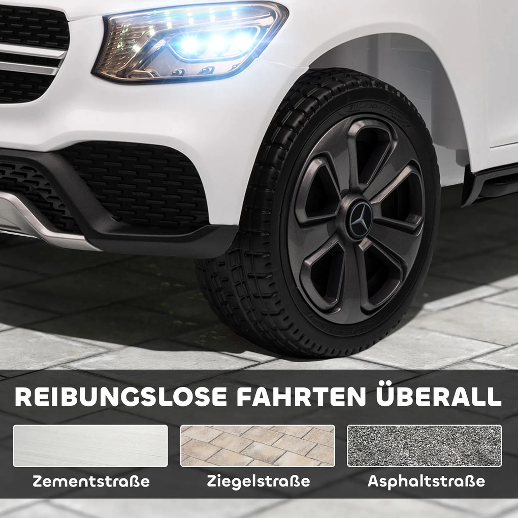 AIYAPLAY Elektrické auto pro děti, 12V dětské auto s dálkovým ovládáním, LED světla, hudba, 3 rychlosti, 3-6 let, bílé
