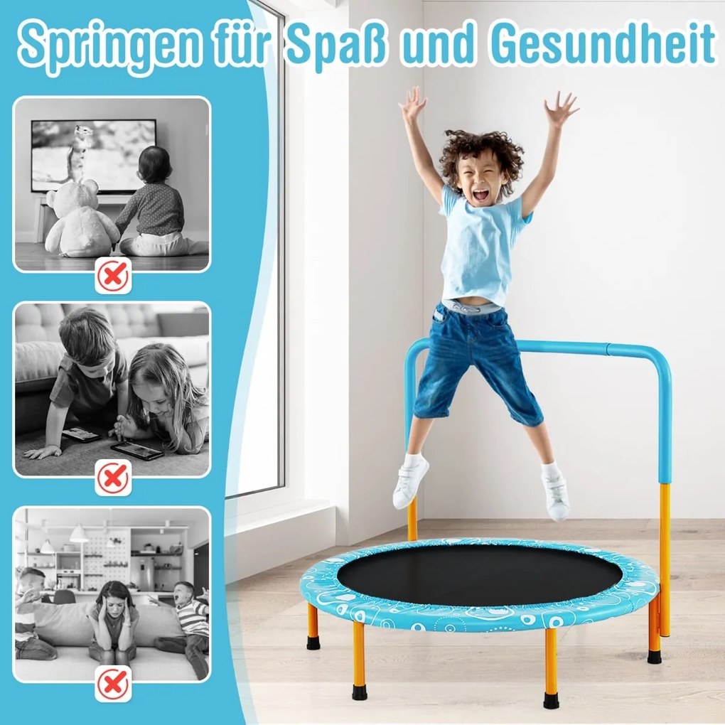 Costway Φ92 cm dětská trampolína s rukojetí mini trampolína do 150 kg nosnost