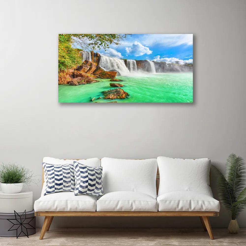 Obraz na plátně Vodopád Jezero Krajina 100x50 cm