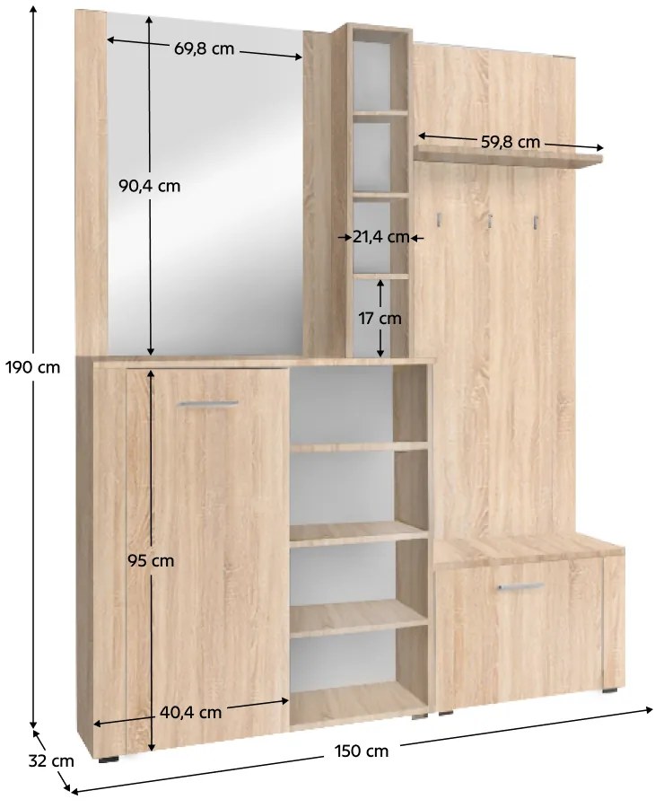 Kondela Předsíňová sestava, dub sonoma, FANDU