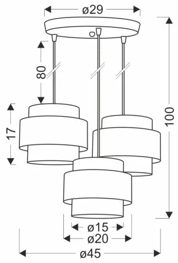 Lustr na lanku TWIN 3xE27/40W/230V hnědá/černá