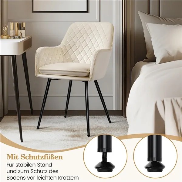 Sada 2 ks – Jídelní židle Yaheetech – béžová, 61 cm (délka) × 55 cm (šířka) × 85 cm (výška) (267329996755)
