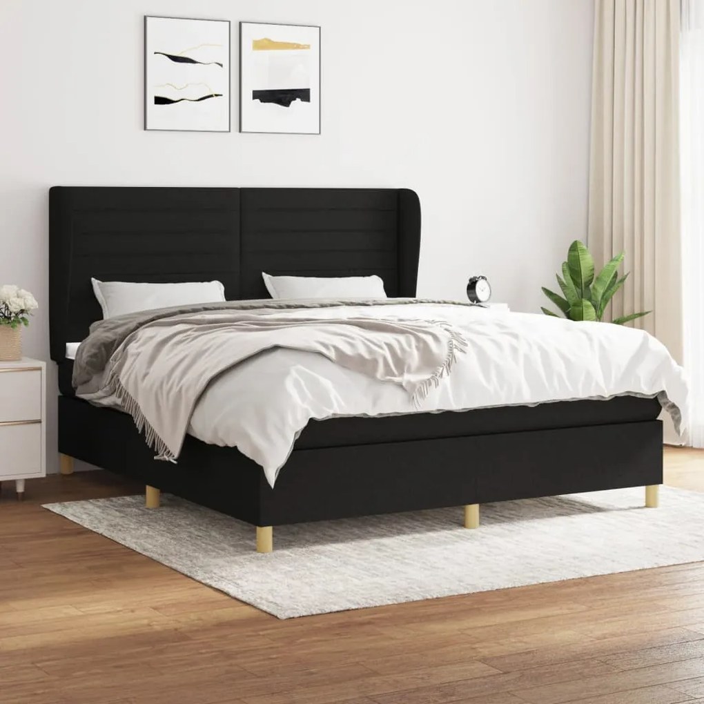 Box spring postel s matrací černá 180x200 cm textil 3128623
