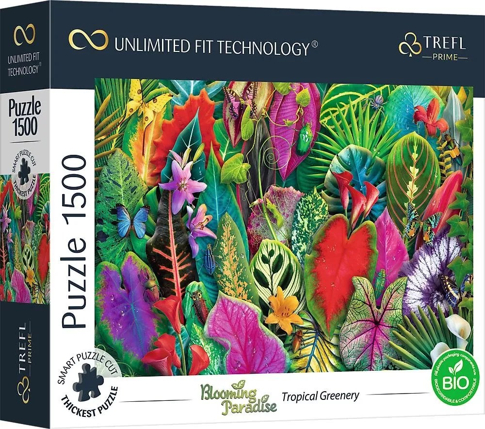 Puzzle trefl puzzle uft blooming paradise: tropická zeleň 1 500 dílků