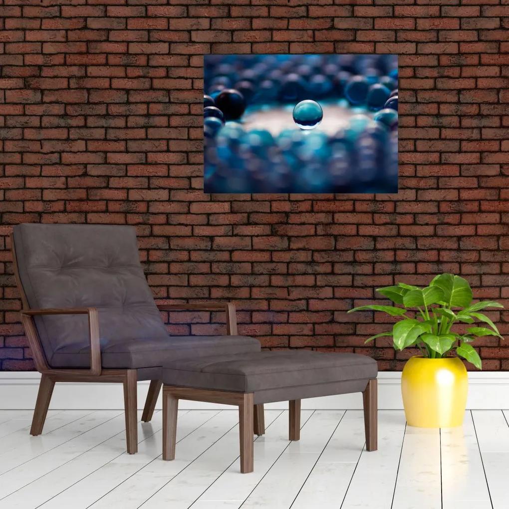 Skleněný obraz - Modré kuličky (70x50 cm)