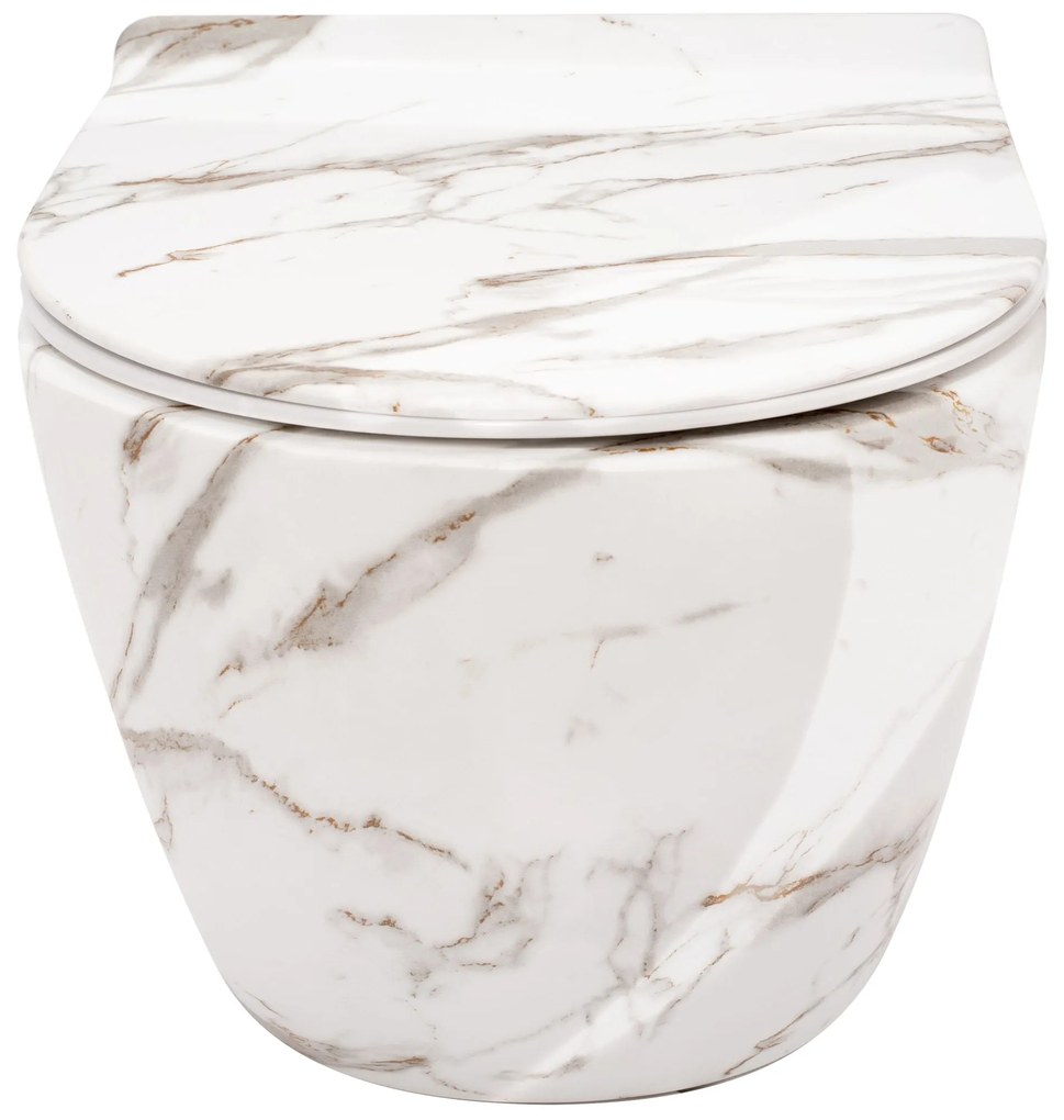 Rea Carlos Slim Lava Shiny, závěsná WC mísa Rimless 49,5x37x35,5 cm, imitace kamene, REA-C0536