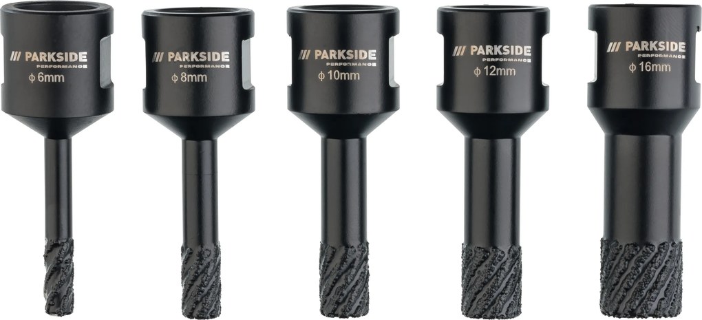 Parkside Performance® Diamantové vrtací korunky (vrtací korunky Ø 6,8,10,12,16 mm)