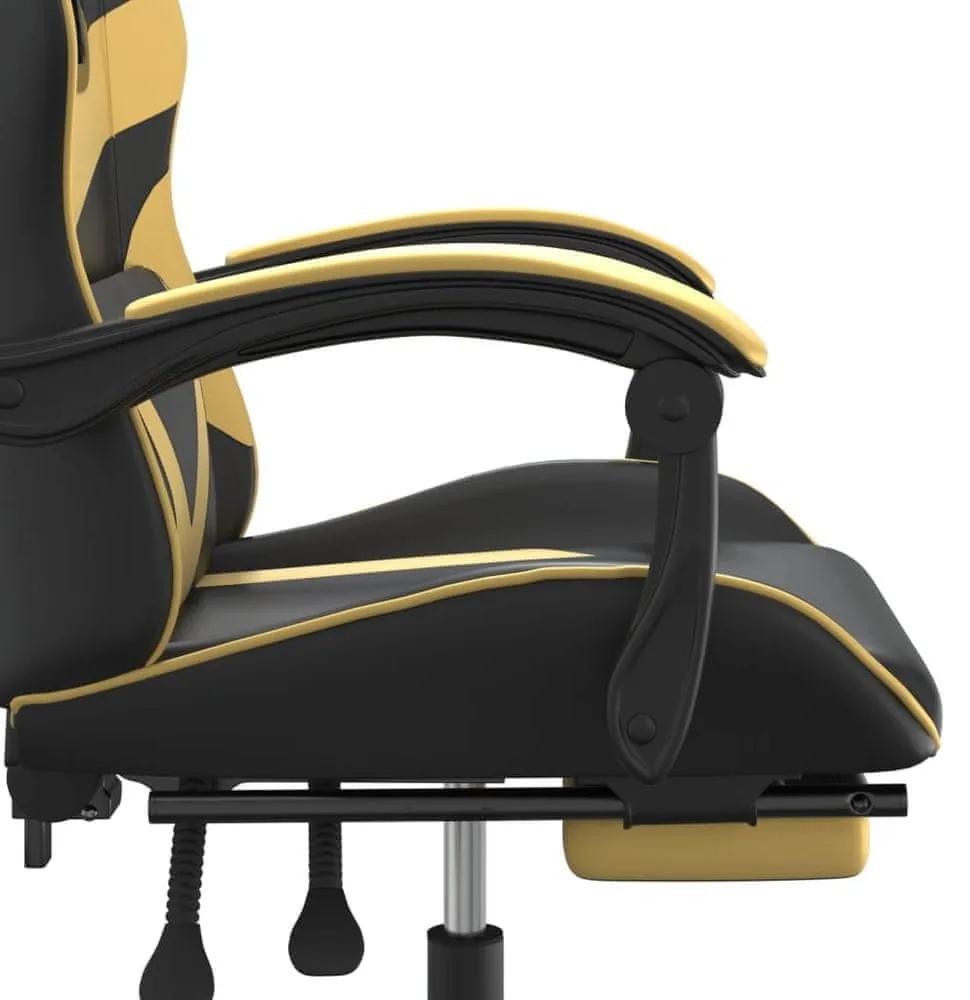 Petromila Otočná herní židle s podnožkou černá a zlatá umělá kůže