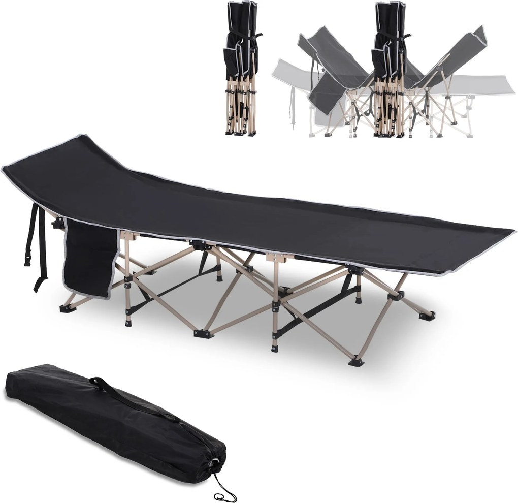 Skládací kempingová postel Outsunny s nosnou taškou 190 x 68 x 52 cm pro kempování do 150 kg, postel pro hosty pro dospělé, skládací postel pro vnitř…
