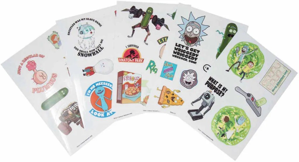 _Ostatní 1_ Samolepky technické Rick a Morty set 5 listů 30ks ts7410