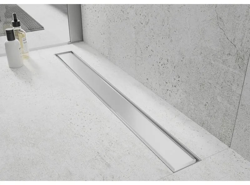 Mexen Flat nerezový sprchový žlab 50 cm vzor bílé sklo, 1027050-15