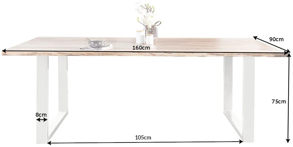 Jídelní stůl Massive 160 cm Honey - tloušťka 35 mm - akácie