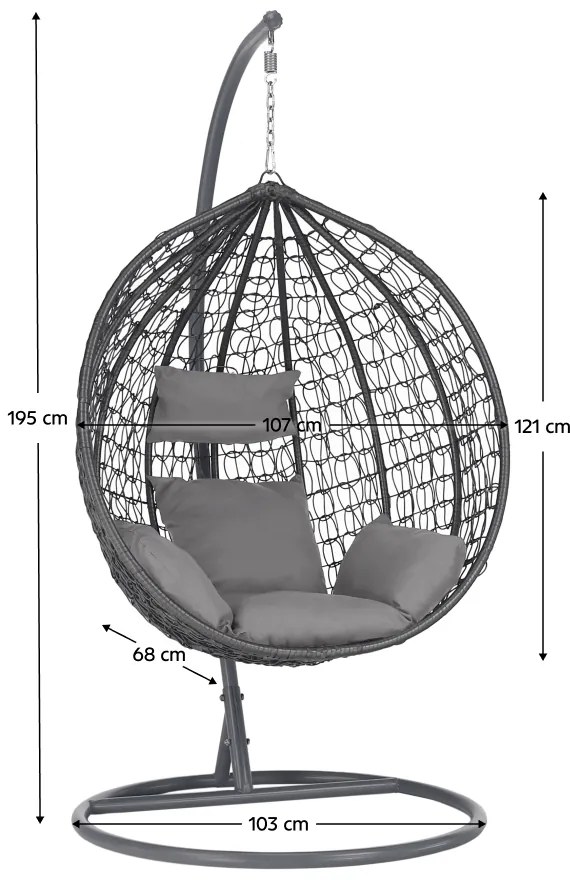 Závěsné křeslo, šedá, NOLAN NEW