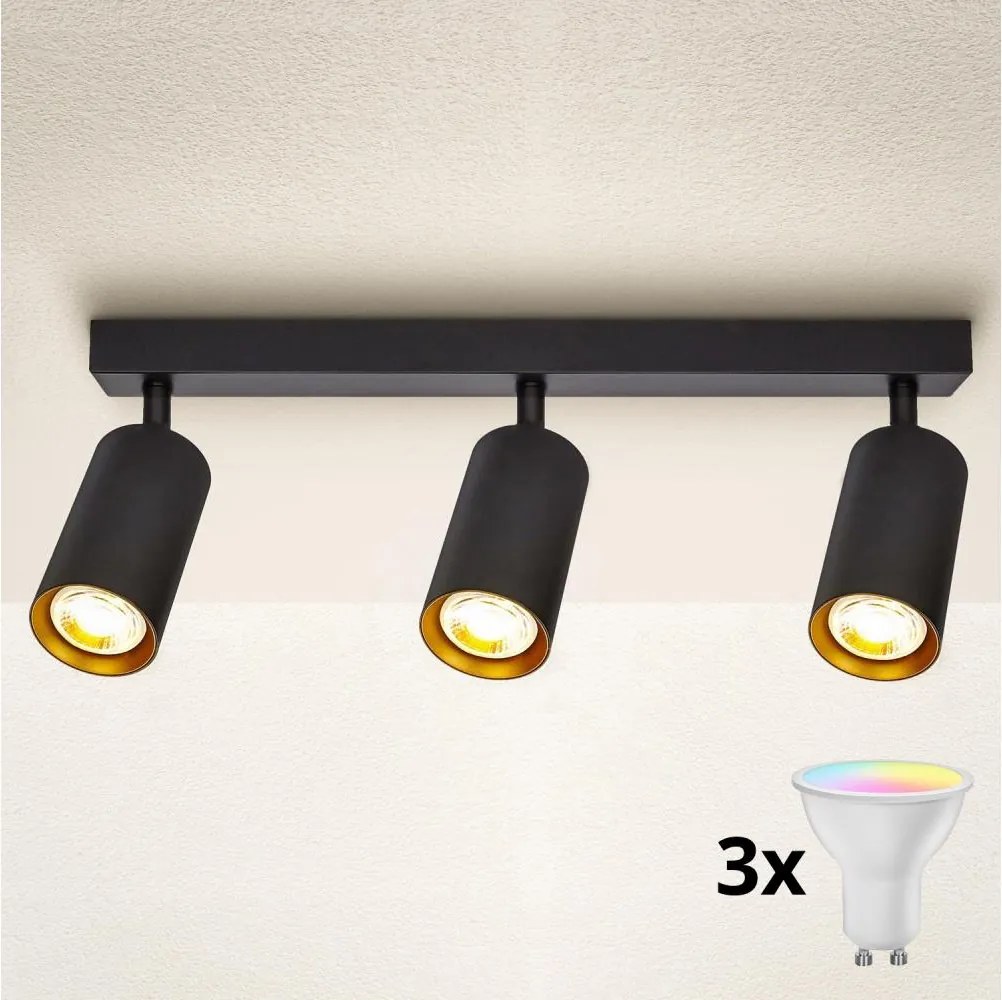 Brilagi - LED Stmívatelné bodové svítidlo SELE 3xGU10/6W/230V černá/zlatá