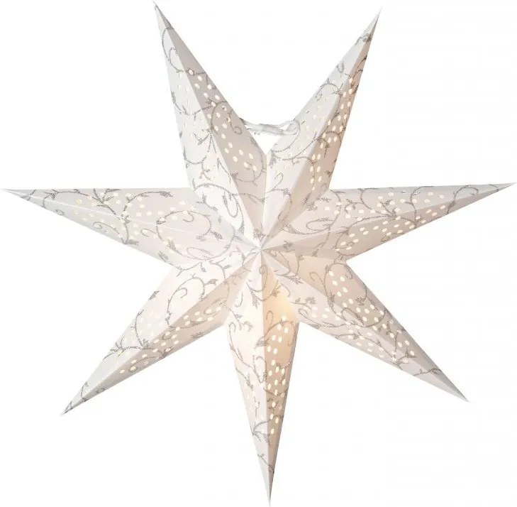 watt & VEKE Závěsná hvězda Beatrix White 72 cm, bílá barva, stříbrná barva, plast, papír