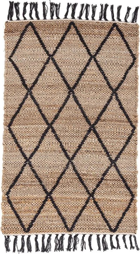Černý/v přírodní barvě ručně tkaný jutový koberec 60x90 cm Shaila – Bizzotto