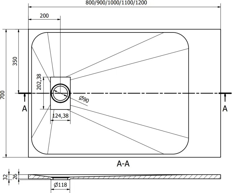 Mexen Hugo, SMC obdélníková sprchová vanička 110 x 70 cm, šedá, 42617011