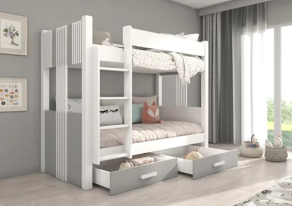 Patrová dvoulůžková postel s matracemi ARTA 200x90