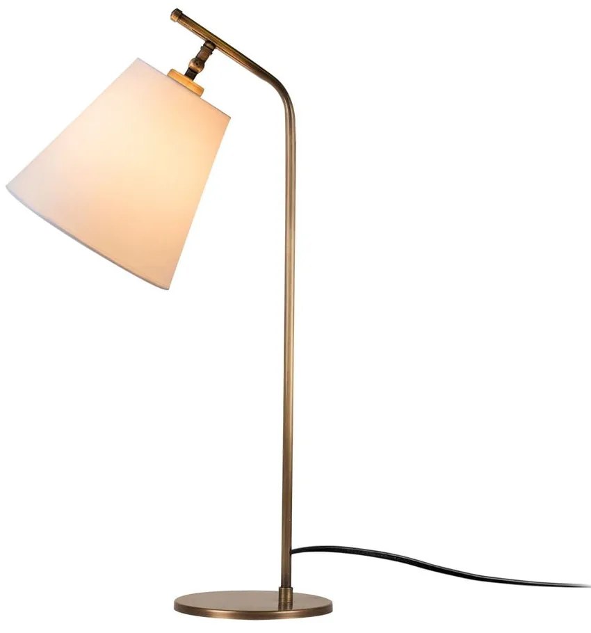 Bílá/v bronzové barvě stolní lampa s textilním stínidlem (výška 67 cm) Salihini – Opviq lights