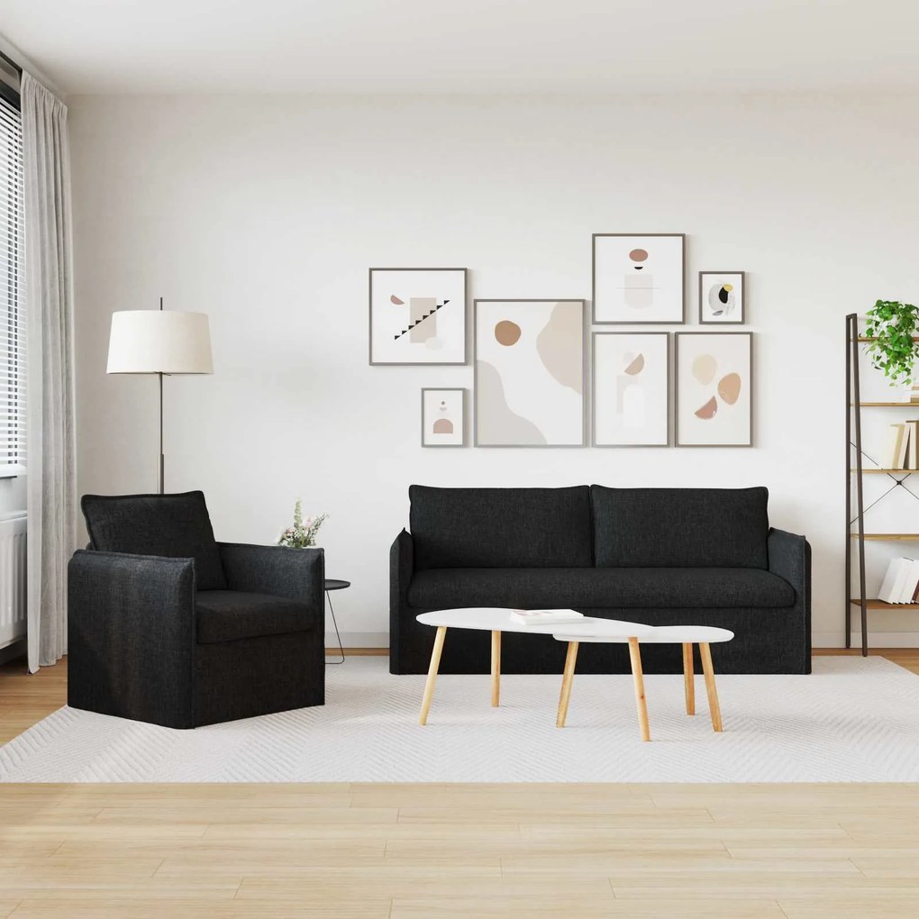 Set pohovek 2 ks Černá Textil 3407613
