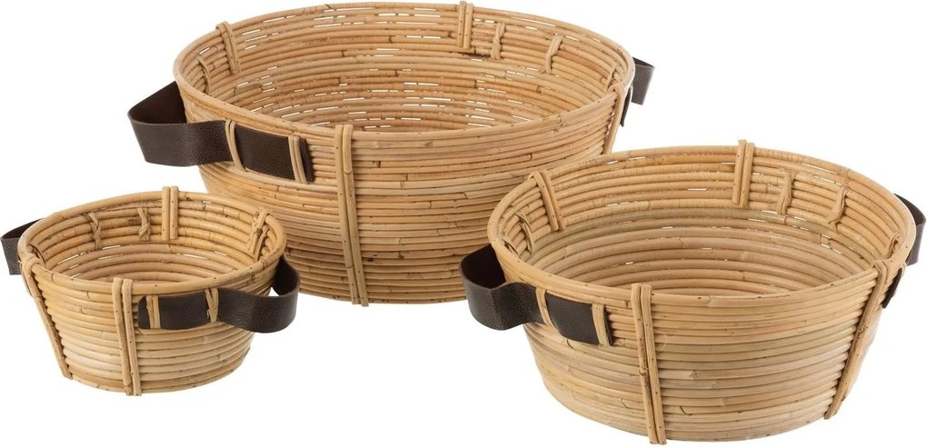 Set 3ks kulatý ratanový košík Rattan Natural - Ø 44*18/ Ø 44*18/ Ø 44*18 cm