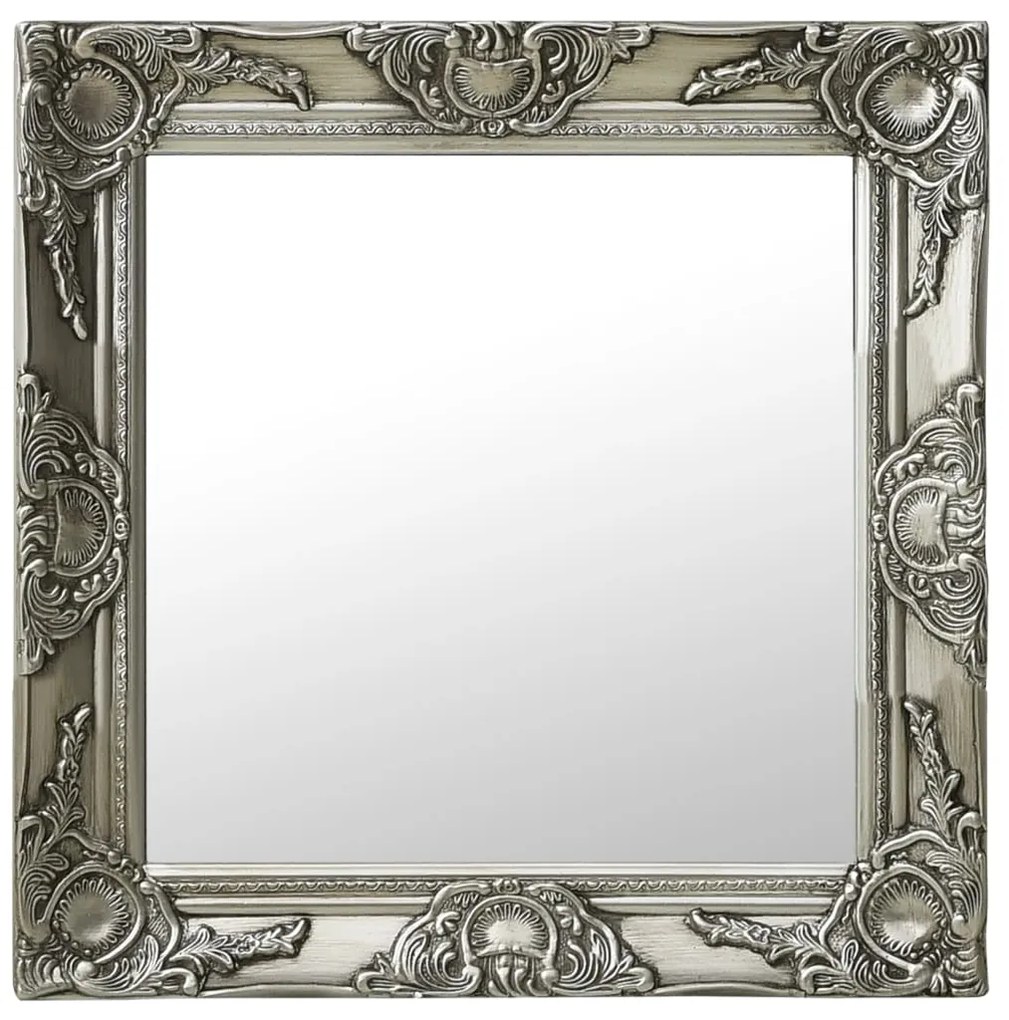 Nástěnné zrcadlo barokní styl 50 x 50 cm stříbrné 320314