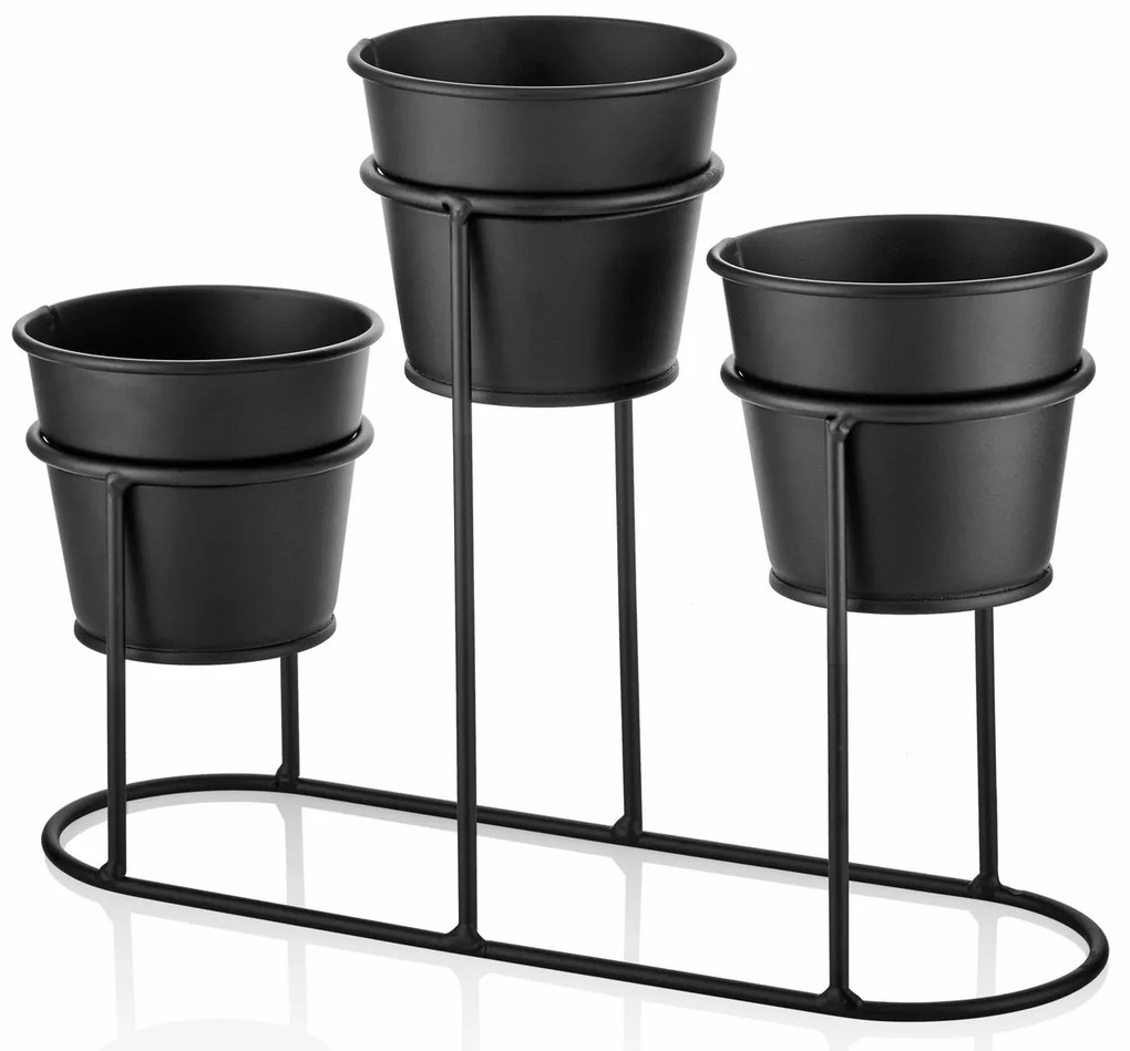 KALUNE DESIGN set 3 květináčů MIOLE černý 742TMA8868
