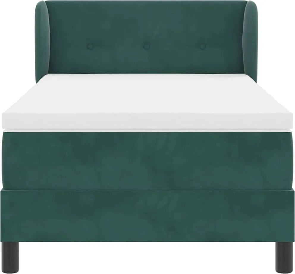 Postel s boxspringem s čelo Tmavě zelená 90 x 190 cm samet 3340367
