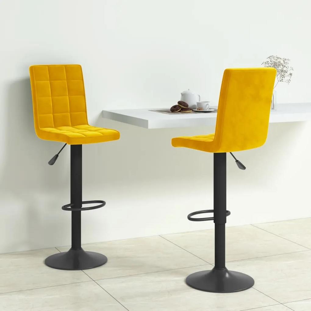 Barové stoličky 2 ks hořčicově žluté samet,  335770