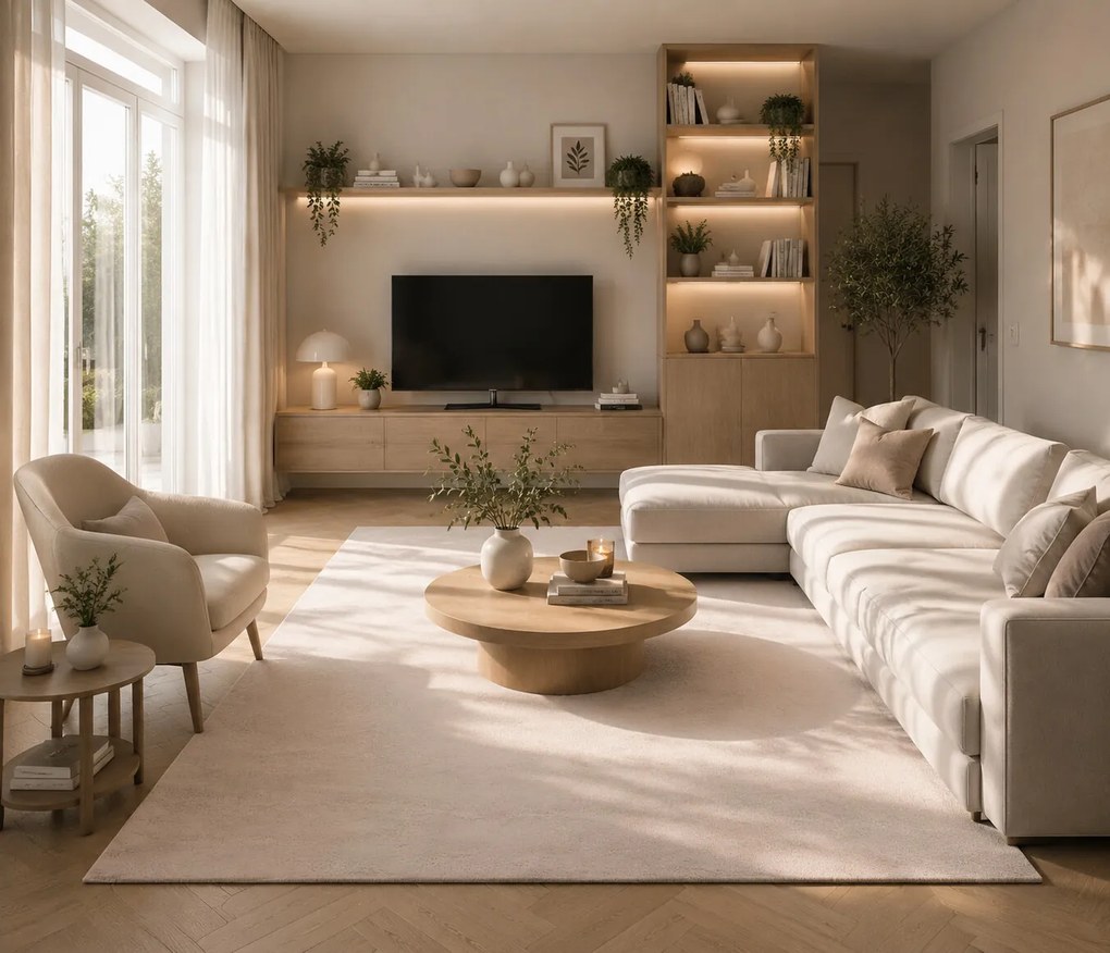 Ayyildiz, Kusový koberec Sky 5400 Cream, 140x200, béžová, obývací pokoj