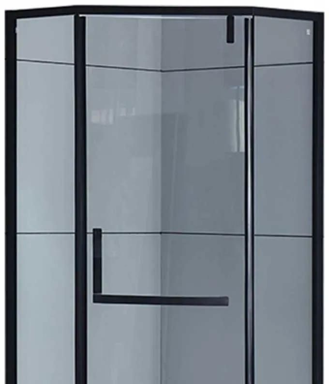 BPS-koupelny Pětiúhelníkový sprchový kout HYD-PK4026A 80x80 cm černá/transparent + vanička HYD-PSV-SXL07A bílá