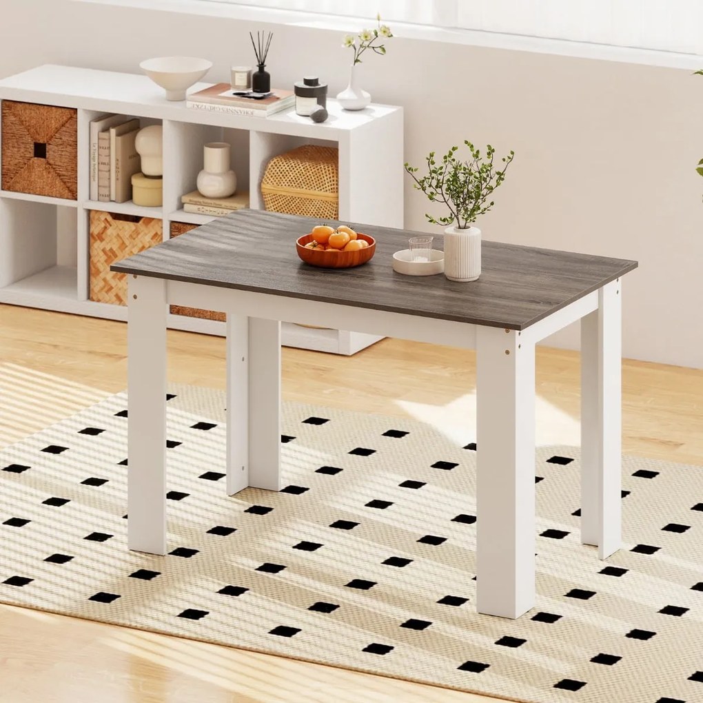 Costway 120 cm jídelní stůl pro 4-6 osob dřevěný velký, bílý