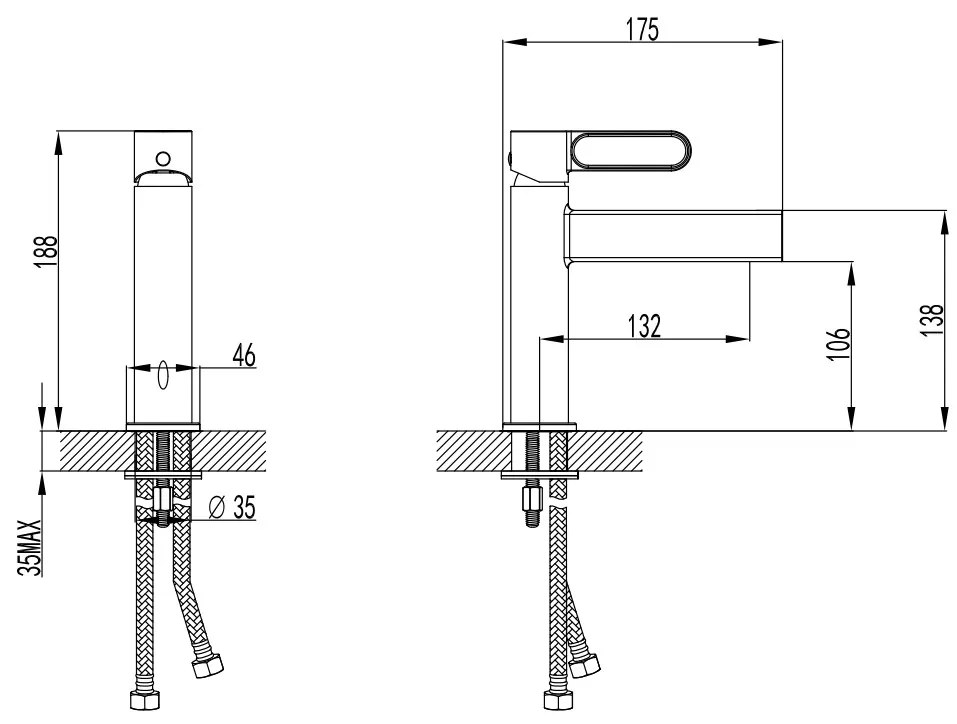 F-Design Zaffiro, umyvadlová baterie, černá matná-růžové zlato, FD1-ZFR-2-25