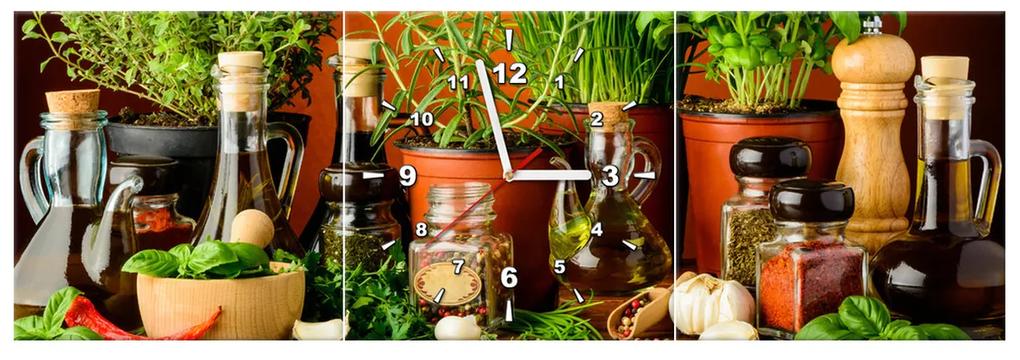 Gario Obraz s hodinami Zeleninové přísady - 3 dílný Rozměry: 90 x 70 cm