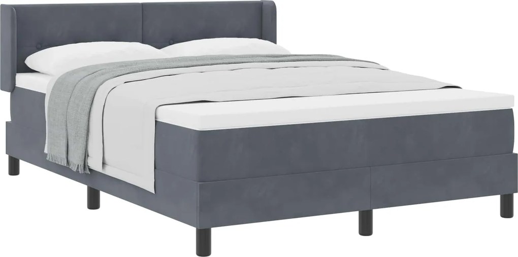 Postel s boxspringem s čelo Tmavě šedá 200 x 140 cm samet 3341469