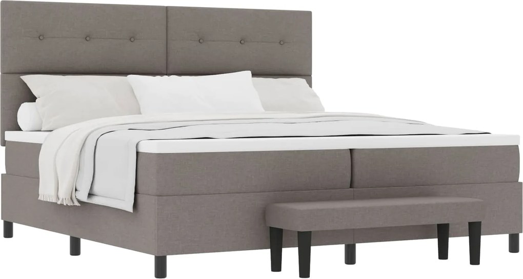 Postel s boxspringem s čelo Taupe 200 x 200 cm textil 3344097